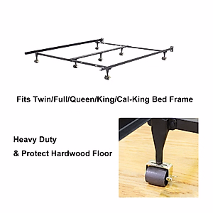 Heavy Duty Steel Stem Bed Frame Wheels Casters Rollers with Plastic Inserts, Set of 6 Locking