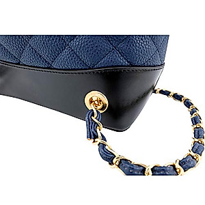 Womens Small Quilted Vegan Leather Hobo Backpack Satchel Fashion Casual Travel Shoulder Bags Crossbody Purse Daypacks Mini Bucket Bag (Navy)