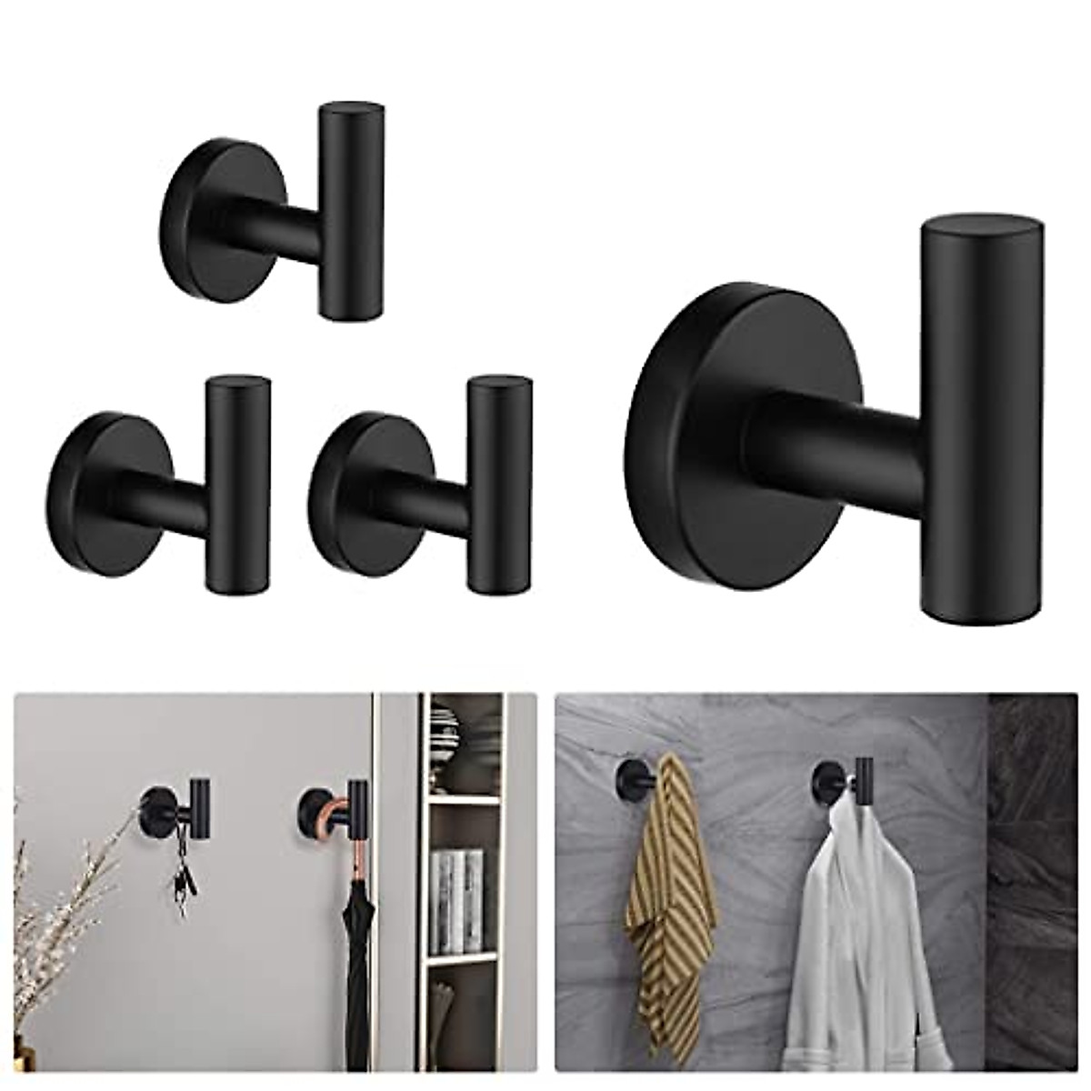 WODMB Robe Hat Hook Holder Stainless Steel Self Adhesive Wall Coat Rack Key Holder Towel Hooks Hanging Bathroom Accessories