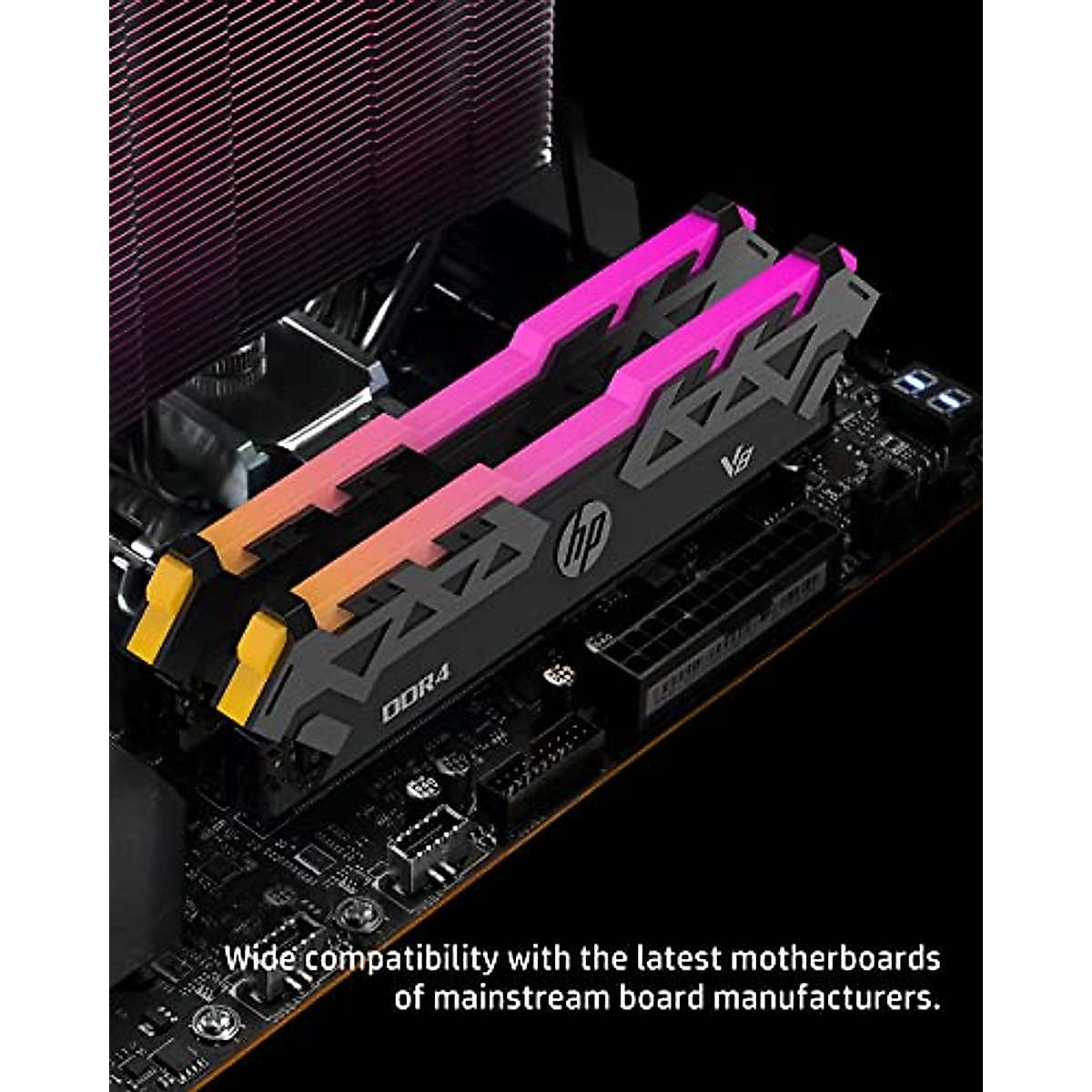 HP V8 RGB RAM 16GB Kit (8GBx2) DDR4 3000MHz CL16 1.35V Desktop Computer LED Memory - 8MG00AA#ABC