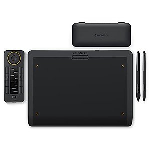 XENCELABS Wireless Drawing Tablet Medium with Quick Keys, Pen Tablet with 2 Battery-Free Pens, 12" Graphics Tablet for Windows/macOS/Linux, Black