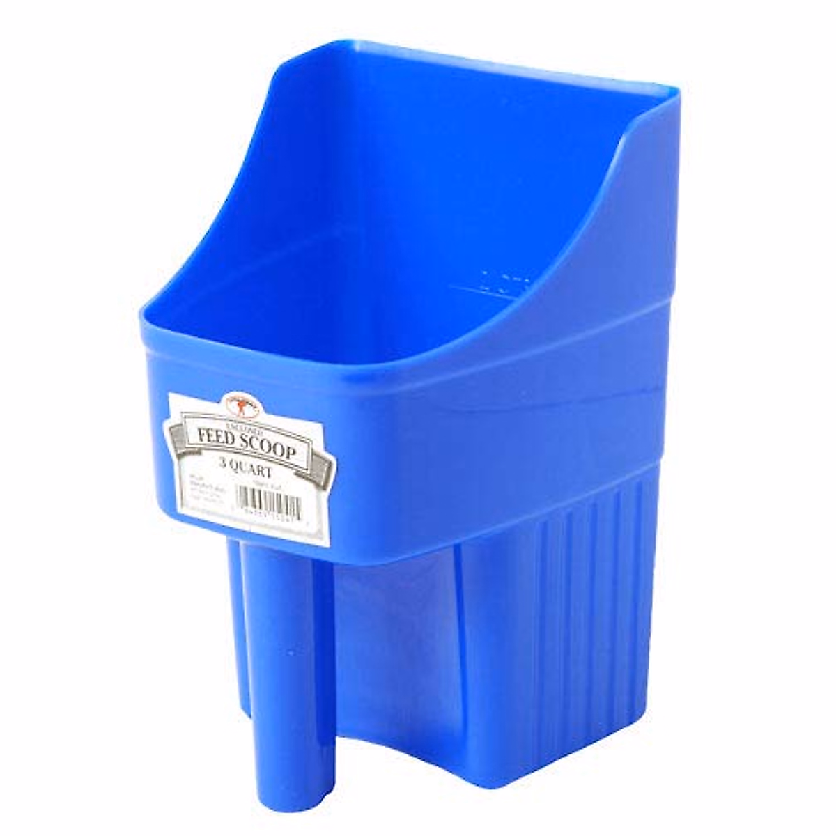 Little Giant® Plastic Enclosed Feed Scoop | Heavy Duty Durable Stackable Feed Scoop with Measure Marks | 3 Quart | Ranchers, Homesteaders and Livestock Farmers | Blue