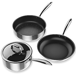 Stainless Steel Pots and Pans Set, Induction Cookware 4-Piece with Lid, Cookware Sets for Oven & Dishwasher Safe By MOMOSTAR