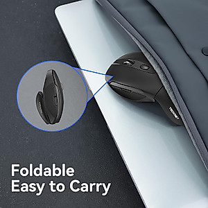 TECKNET Folding Wireless Mouse, 2.4G Travel Mouse with USB Receiver, Wireless Mouse for Laptop, Notebook, PC, Computer, Portable Mouse 3 Adjustable DPI 2000/1500/1000, 24 Months Battery Life