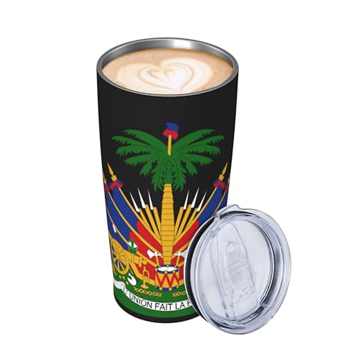 VKKOEWL Haitian Coat of Arms Flag Stainless Steel Insulated Tumbler 20 Oz Travel Water Bottle Coffee Mug Drink Cup With Lid Straw