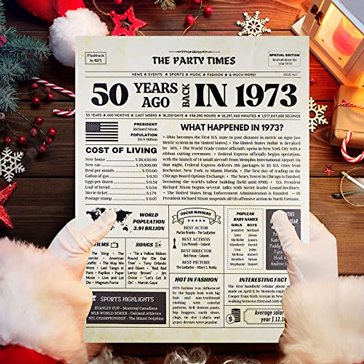 Funny 50th Birthday Card, Back in 1973 Birthday Card for Boyfriend, Happy 50th Birthday Card Gifts for Women Men, 50th Wedding Anniversary Card Gifts for Parents Couple, 10.6x7.8 inch