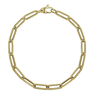 10K Yellow Gold 4.2MM Dainty Paperclip Bracelet With Lobster Clasp