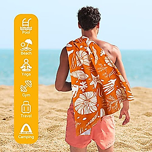 DECOMEN Beach Towel, Microfiber Beach Towels, Oversized Lightweight Quick Dry (73" x 35") Sand Proof, Absorbent, Compact, Beach Blanket, Lightweight Towel for The Swimming, Sports, Beach-Red Sea Snail