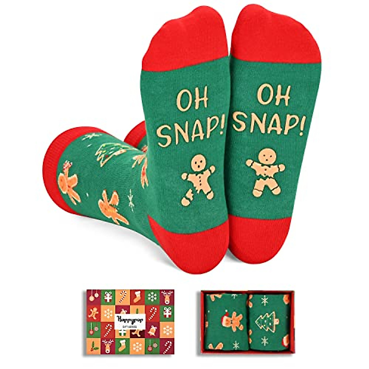 HAPPYPOP Funny Christmas Socks for Men Women Boys Girls Holiday Socks Gingerbread Gifts Stocking Stuffers for Teens Girls Secret Santa Gifts Christmas Gifts Box