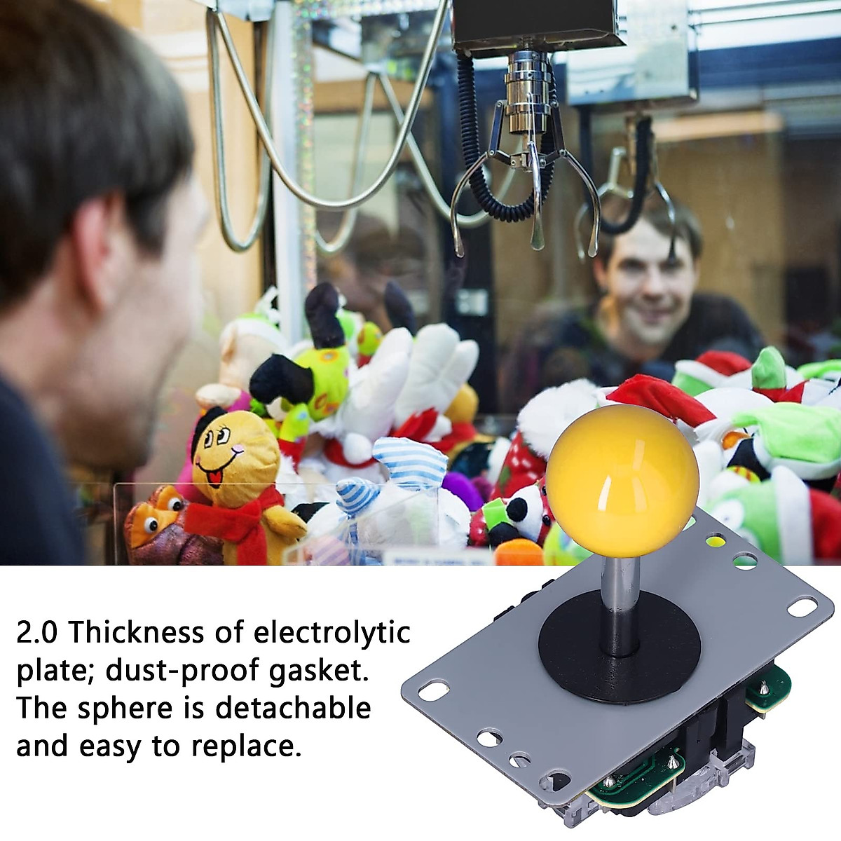 Hilitand Classic Competition 5 Pin Stick Rocker 8 Ways Joystick for PC Box 360, for PS2, for PS3 Games DIY Kit Parts Mame Jamma Game Consoles(yellow)