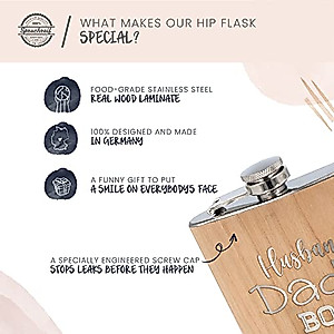 Spruchreif | Engraved Stainless Steel Flask | Wooden Flask | Alcohol Flask | Father's Day Gift | Best Dad | Funny Gift Dad | Husband Dad Boss