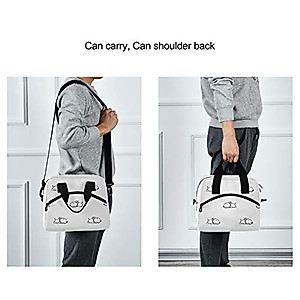 Sinestour Insulated Lunch Bag Reusable Cooler - Cute Bull Terrier Puppy Lunch Box Adjustable Shoulder Strap for School Office Picnic Adults Men Women