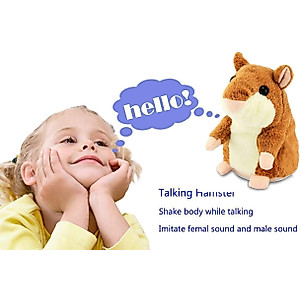 Qwifyu Talking Hamster, Interactive Stuffed Plush Animal Talking Toy Cute Sound Effects with Repeats Your Said Voice, Best Buddy for Kids Gift Age 3+ (Brown)