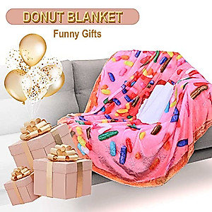RosieLily Round Food Donut Blanket Funny Blanket Novelty Blanket Donuts Blankets for Adults and Kids 60 inches Fun Blanket Fleece Throw Blanket Soft Blanket Fuzzy Flannel Blanket Novelty Gifts