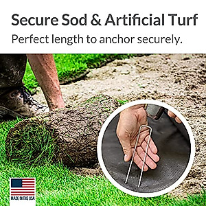 Pinnacle Mercantile USA Made 200 Pack Garden Landscape Staples Weed Barrier Fabric Stakes Galvanized 6 inch Pins Anti Rust Sod Staple 11 Gauge Steel