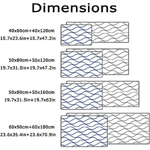 BrilliStar Kitchen Mat 2 PCS Teal Kitchen Rugs and Mats Turquoise and Grey Abstract Art Cushioned Anti-Fatigue Kitchen Rugs 17"X48"+17"X24" Kitchen Decor Non-Slip Kitchen Rug Set for Kitchen Floor
