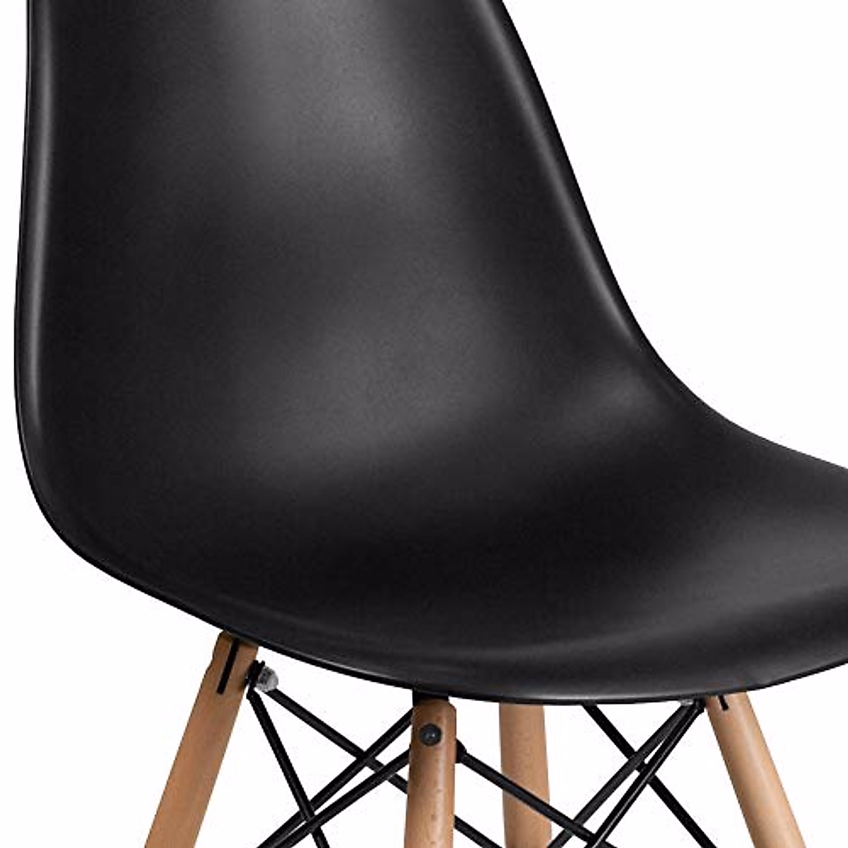 Flash Furniture Elon Series Black Plastic Chair with Wooden Legs