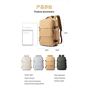 MOYYI Carry on Backpack Anti-theft women Hiking Backpack with Shoe Compartment Travel Backpack Casual Daypack Backpacks (Khaki)