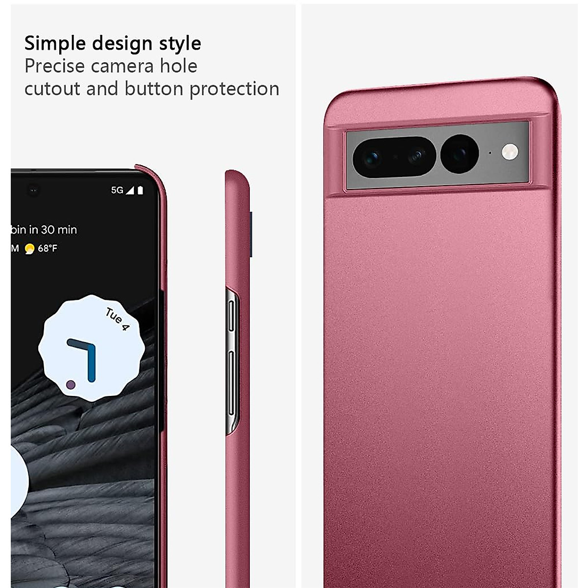 Bastmei for Google Pixel 7 Pro 5G Case (2022),Extremely Light Ultra-Light Super Slim Camera Protection Hard PC Cover Case for Google Pixel 7 Pro 5G (2022)(Gravel Wine Red)