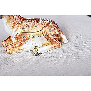 Deer Trinket Box Metal Deer Fawn Jeweled Enamel Trinket Box Christmas Decor Deer Gift (Crystals)