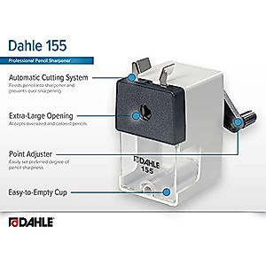 Dahle 155 Professional Pencil Sharpener w/Point Adjuster & Automatic Cutting System, Accepts Graphite & Oversized Artist Pencils