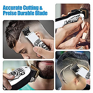BESTBOMG Hair Clippers & Trimmer T-Blade Cordless Hair Haircut Sets, Hair Haircut with Ceramic Blade Rechargeable 2000mAh/1200mAh with 10 Guide Combs & for Men/Father/Husband/Boyfriend