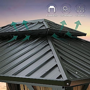 YITAHOME 10x10ft 2-Tier Hardtop Gazebo (10' X 12')