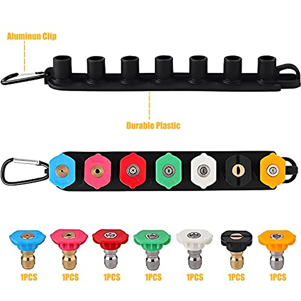 Pressure Washer Tips, Set of 7 Pressure Washer Nozzle Tips with Nozzle Holder, 1/4 Inch Quick Connect Power Washer Tips, 4000 PSI, Multiple Degrees Rinse Kit, Pressure Washer Accessories