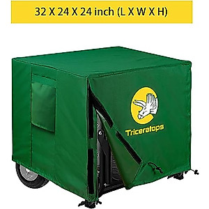 Triceratops Waterproof 600D Oxford Generator Cover 32 x 24 x 24 inch, Outdoor Weather/Fade Resistant Generator Covers for Universal Portable Generators 5000-10000 Watt, Green