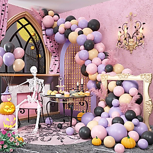 Fiesec Halloween Baby Shower Decorations for Girls Pink Purple Black Ivory, A Little Boo Is Almost Due Baby Shower Girl with Balloon Garland Arch Kit Banner Cake Cupcake Topper Ghost Bat Cutout