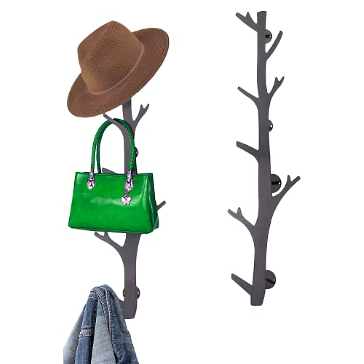 TERRA HOME Coat Tree - Hat Rack for Baseball Caps, Coats, Purse- Wall Coat Rack with 8 Hooks - Hat Rack for Wall to Design Your Wall Space Modern - Coat Rack Wall Mount Decorates Wall Art