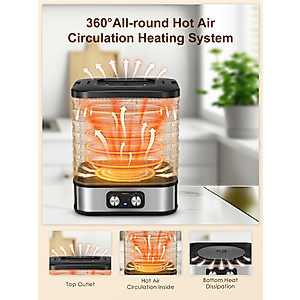 Reemix Electric 8 Trays Food Dehydrator Machine, 400W Jerky Dryer with Temperature Control 95-176℉, Electric Food Preserver for Fruits, Veggies, Meats & Dog Treats