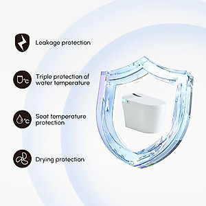 KunMai Smart Toilet with Bidet Built in, Auto Open/Close, Heated Seat, Automatic Flush Bidet Toilet, Night Light, 1.32 GPF One-Piece White Toilet for Bathroom