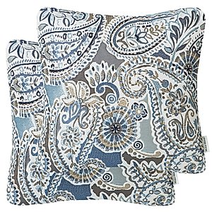 Mika Home Pack of 2 Decorative Pillow Covers Throw Pillow Cases,Paisley Pattern,18X18 Inches,Blue Brown Cream Multicolor