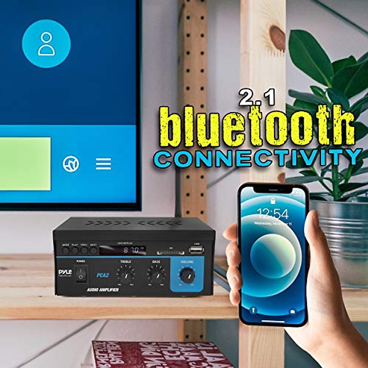Pyle Home Home Audio Power Amplifier System 2X40W Mini Dual Channel Sound Stereo Receiver Box w/ LED For Amplified Speakers, CD Player, Theater via 3.5mm RCA for Studio, Home Use Pyle PCA2 Black