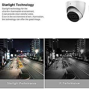 Starlight 4MP IP Camera PoE 2.8mm, Outdoor Turret Security Camera with Built-in Mic, Human/Vehicle Detection,IR 164fts Night Vision, IP67 Weatherproof, CCTV Surveillance System,SD Card Slot（256GB）