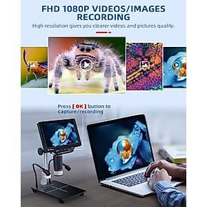 Digital Microscope,LLIMINK LM700 Coin Microscope 1200X,16MP Coin Micro Soldering Microscope with 7inch HDMI FHD IPS Screen,Dual Touch Dimming,Windows/Mac OS/TV Compatible,32GB