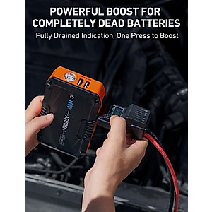 AstroAI S8 Car Battery Jump Starter, 1500A Peak Car Jumper Starter Battery Pack for Up to 6.0L Gas & 3.0L Diesel Engines, 12V Portable Jump Box with 3 Modes Flashlight and Jumper Cable (Orange)