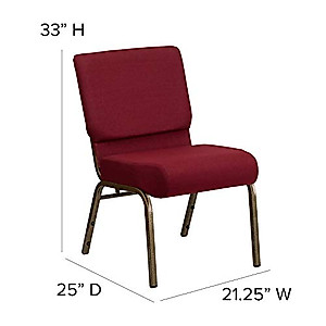 Flash Furniture HERCULES Series 21''W Stacking Church Chair in Burgundy Fabric - Gold Vein Frame