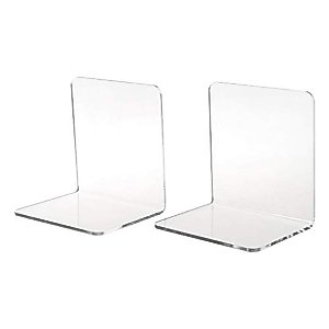 2Pcs Clear Acrylic Bookends L-Shaped Desk Organizer Desktop Book Holder School Stationery Office Accessories