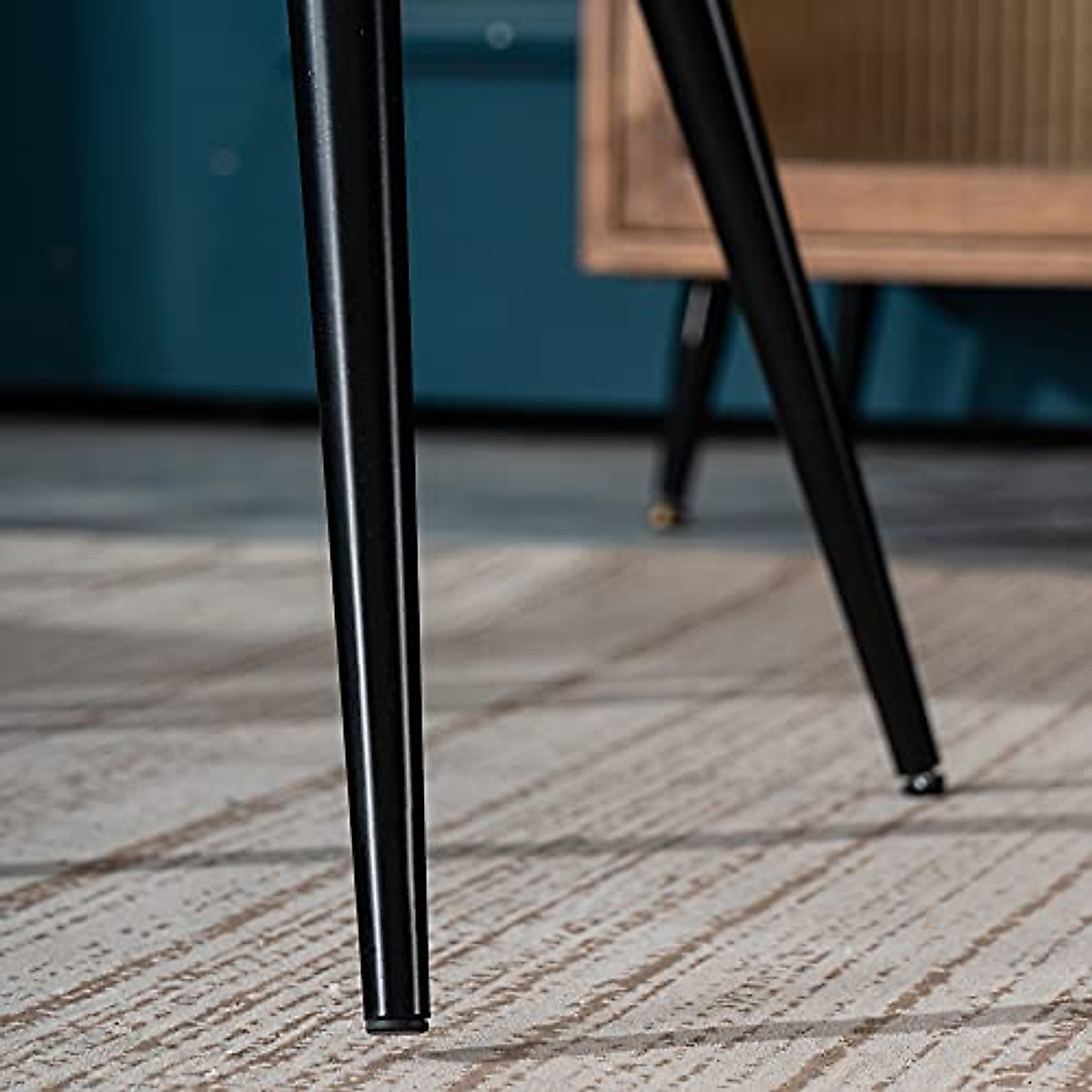 Homy Grigio Upholstered Dining Chairs Set of 2 Mid Century Modern Dining Room Chairs Kitchen Chairs for Dining Room Accent Chairs Velvet Arm Chairs with Black Metal Legs (Set of 2, Gray)