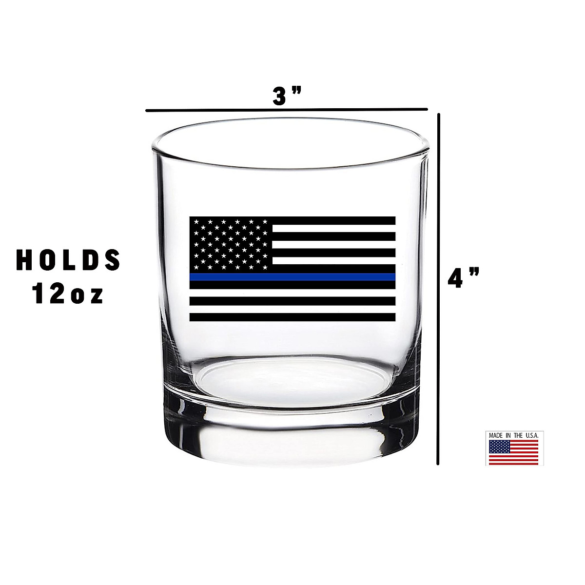 Rogue River Tactical Thin Blue Line Old Fashioned Whiskey Glass Drinking Cup Gift For Police Officer Law Enforcement