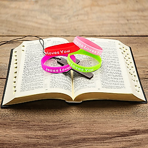 Jesus Loves You Rubber Bracelets Colorful Silicone Christian Jesus Wristbands for Men Women Party Favors Inspirational Bracelet for Adults Motivational Bracelet Christmas Gifts Church School (36)