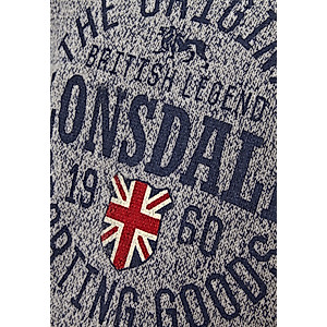 Lonsdale Men´s Regular-Fit Knitted Sweater Pullover Grey with Blue (XX-Large (2XL))