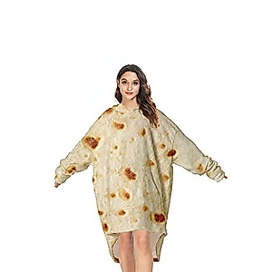 Geduazga Burrito Women Oversized Blanket Hoodie Adult Long Soft Wearable Blanket Hoodie Flannel Giant Blanket Sweatshirt Hoodie,Pockets Pullover Homewear for Teens L
