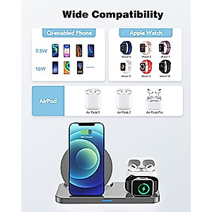 Wireless Charging Station for Apple Products, 3 in 1 Wireless Charger Charging Stand Compatible with Apple Watch and Airpods Pro, 2, Fast Charging Dock for iPhone 12 pro, 11, Xs max, Xr, X, 8