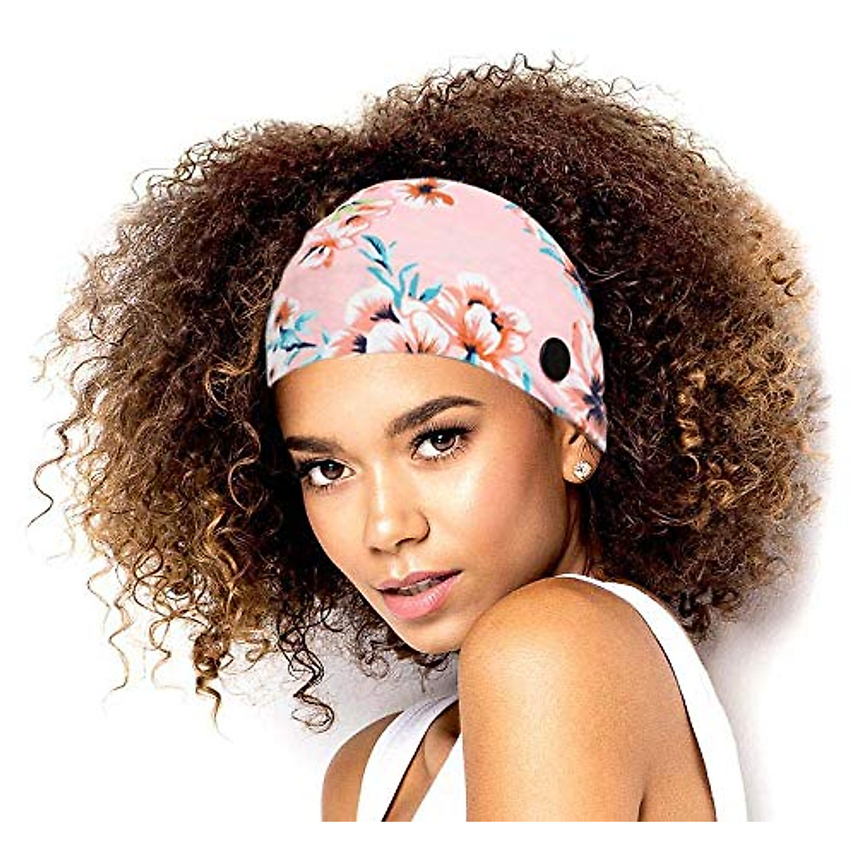 Bohend Boho Button Headband Wide Stretchy Daily Use Knotted Headwear Sport Athletic Yoga Gym Hair Accessories for Women and Girls(3pcs) (J)