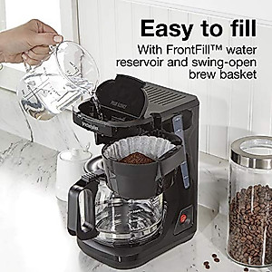Proctor Silex FrontFill Drip Coffee Maker, Digital & Programmable, 12 Cup Glass Carafe, Black and Silver (43685PS)