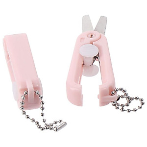 Uniquer 4 PCS Folding Scissors 2.5inch Mini Portable Craft Scissors Pink and White Travel Scissors Foldable Telescopic Pocket Scissor with Hanging Keychain for DIY Scrapbooking, Crafting, Sewing