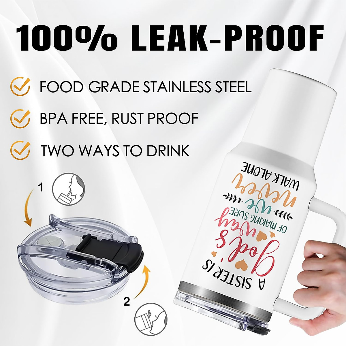 Friend Gifts for Women, You're the Sister I Got to Choose Stainless Steel Tumbler Cup 40oz, Friendship Gifts for Women, Christmas Birthday Gifts for Best Friend BFF Work Bestie Soul Sister Mug